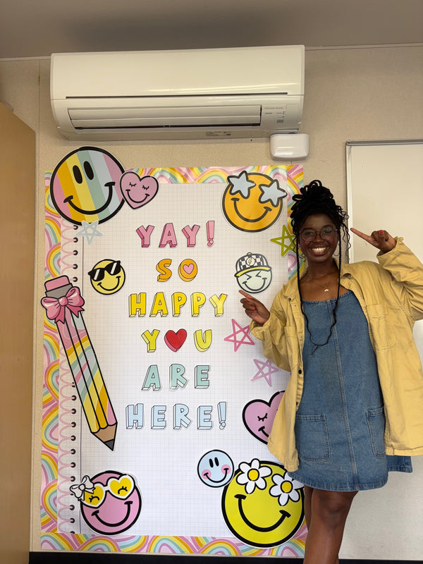 So Happy You Are Here Rainbow Pastel Classroom Door Decor | Emotional ...