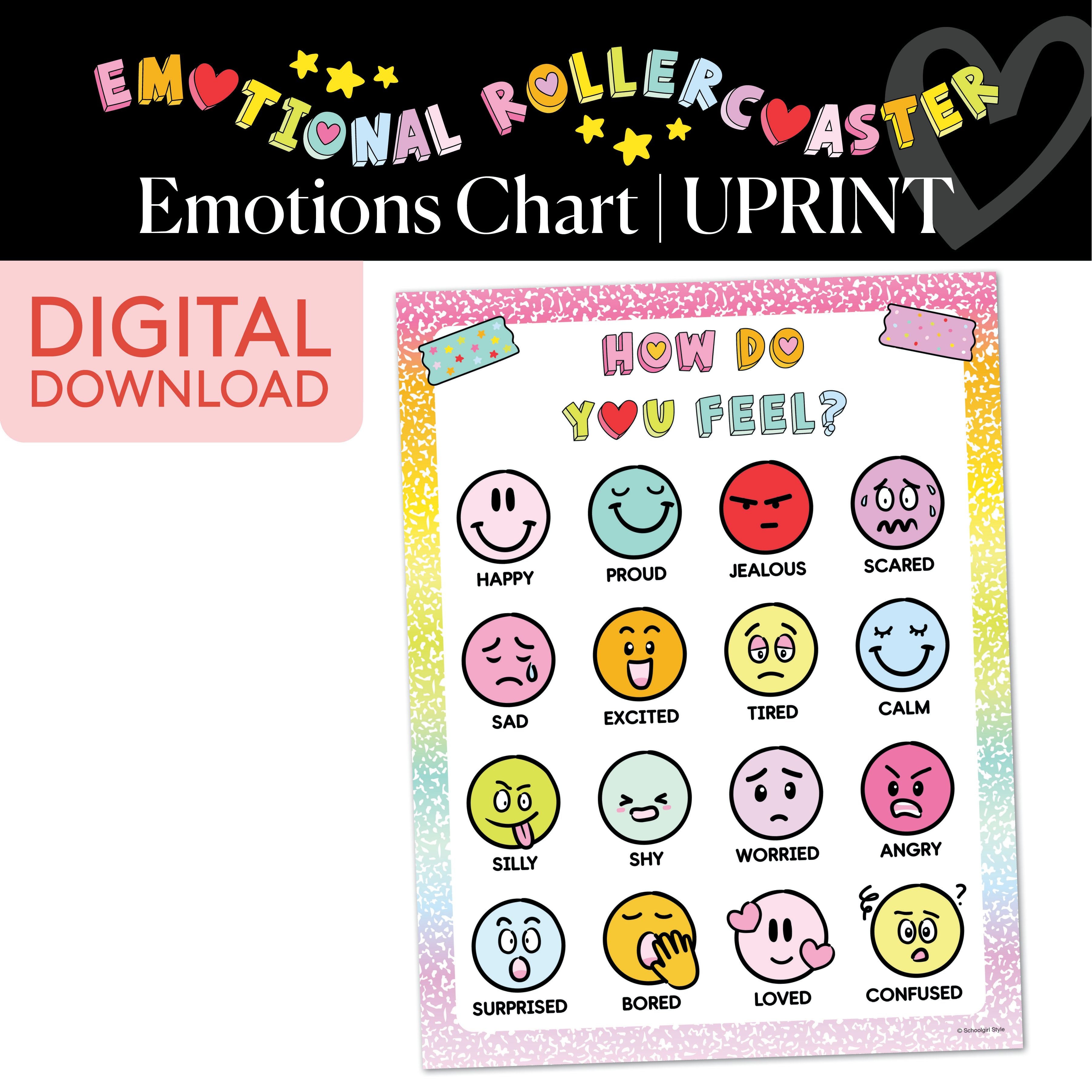 Printable Rainbow Pastel Emotions Chart | Emotions Chart – Schoolgirl Style