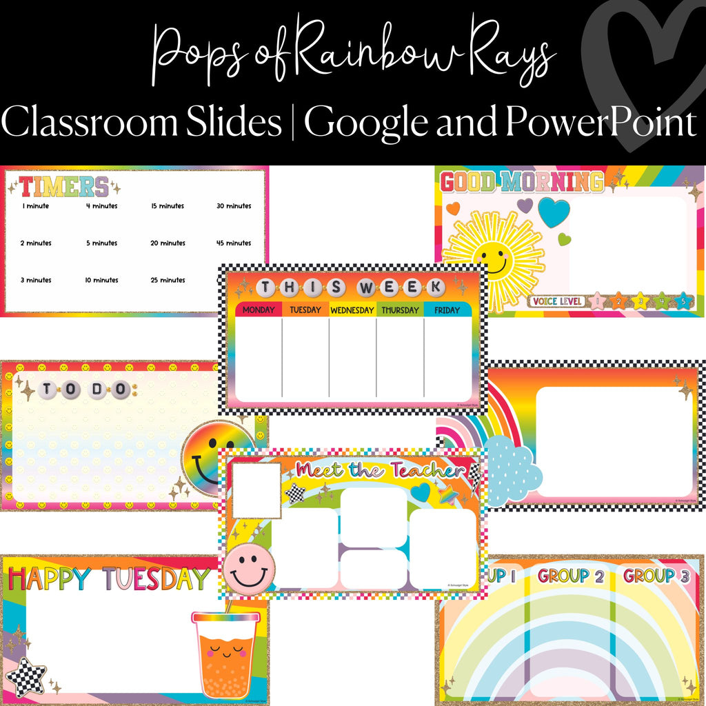 Google Classroom Slides | Pops of Rainbow Rays | Printable Classroom D ...