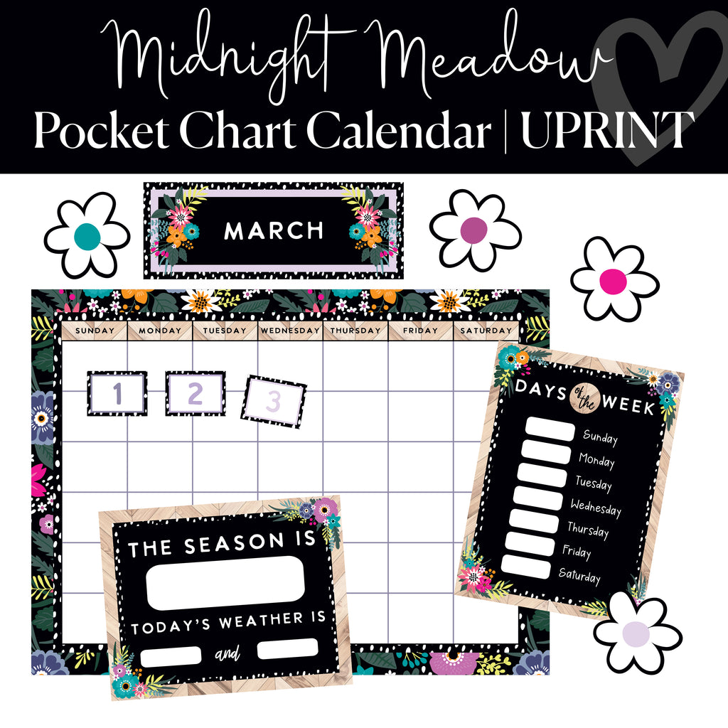 Pocket Chart Calendar | Floral Classroom Decor | Schoolgirl Style