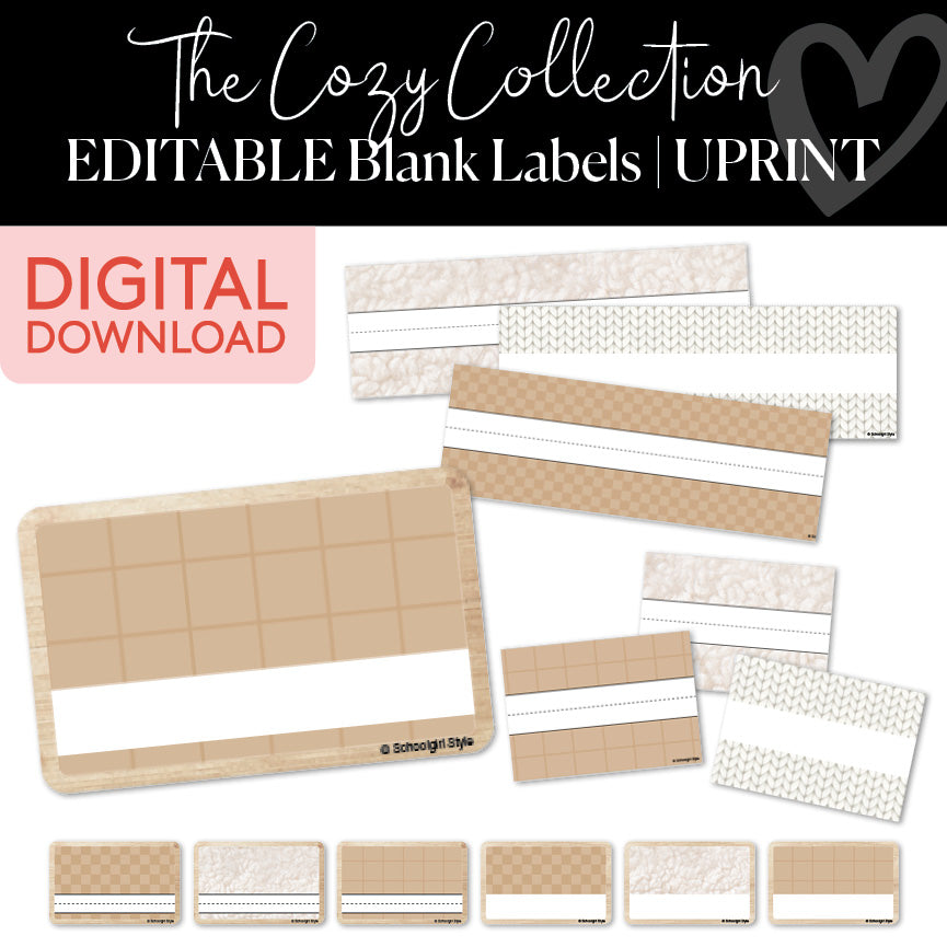 Classroom Labels | Cozy | Printable Classroom Decor | Schoolgirl Style