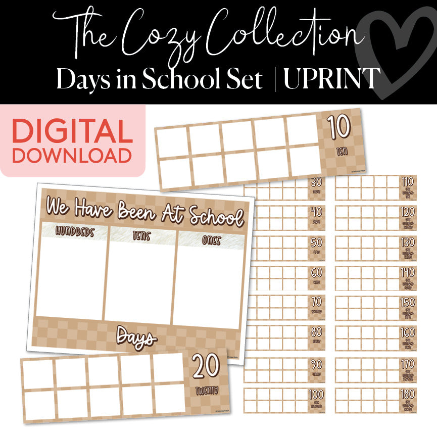 Days In School Chart | Cozy | Printable Classroom Decor | Schoolgirl S ...