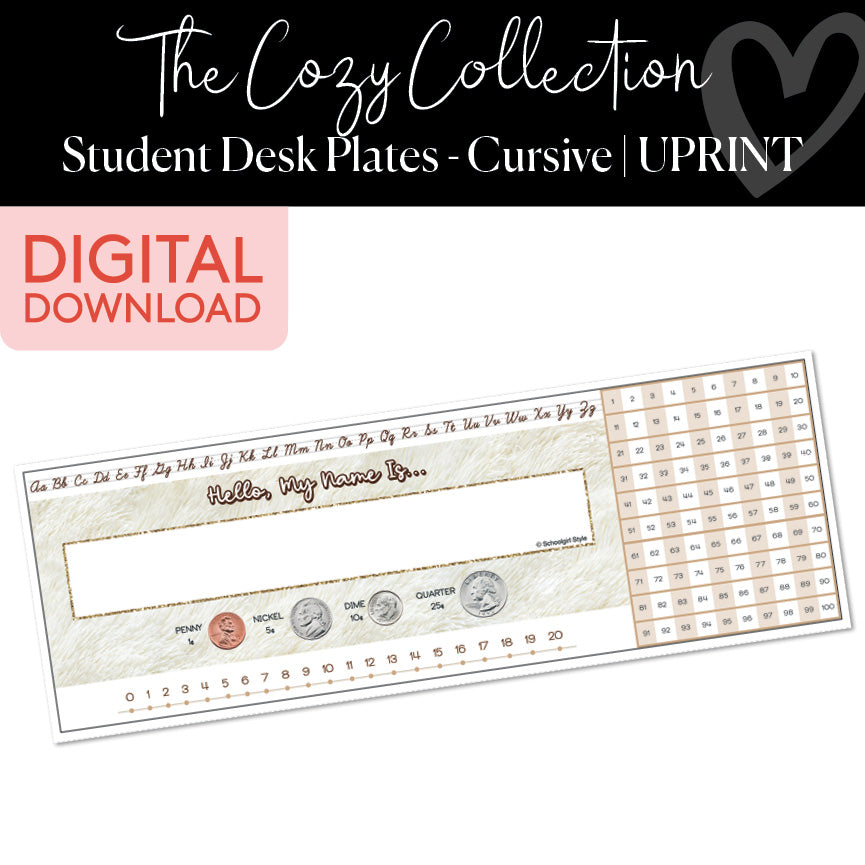 Desk Plates with Cursive | Cozy | Printable Classroom Decor | Schoolgi ...