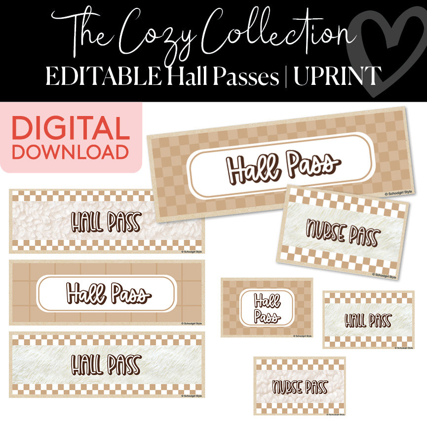 Classroom Hall Pass | Cozy | Printable Classroom Decor | Schoolgirl St ...