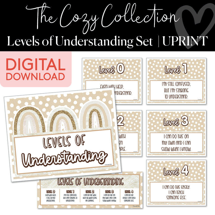 Levels of Understanding Posters | Cozy | Printable Classroom Decor | S ...