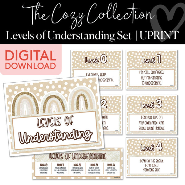 Levels of Understanding Posters | Cozy | Printable Classroom Decor | S ...