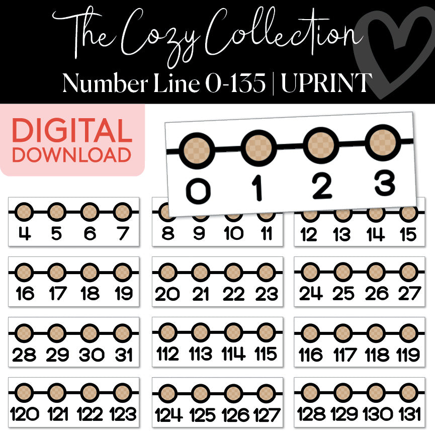 Number Line | Cozy | Printable Classroom Decor | Schoolgirl Style