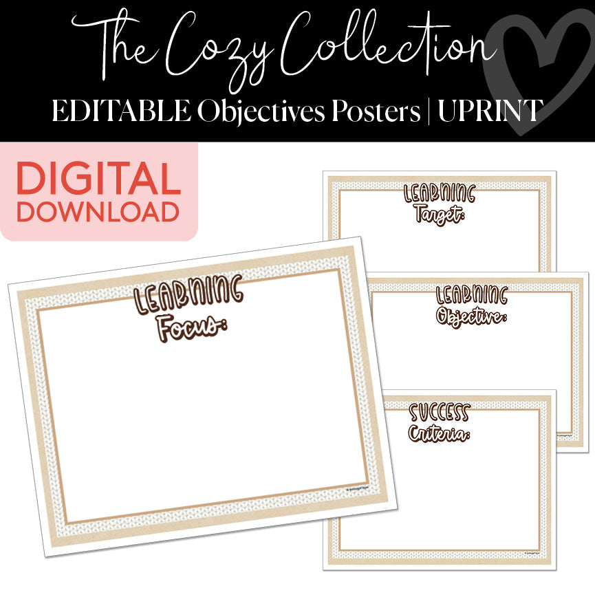 Objectives Posters | Cozy | Printable Classroom Decor | Schoolgirl Sty ...