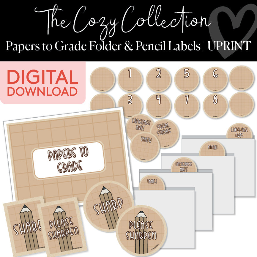 Papers to Grade and Pencil Labels | Cozy | Printable Classroom Decor ...