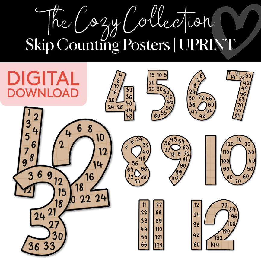 Skip Counting Posters | Cozy | Printable Classroom Decor | Schoolgirl ...