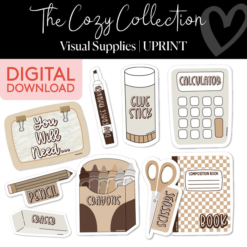 Visual Supplies Classroom Labels | Cozy Collection | Printable Classro ...