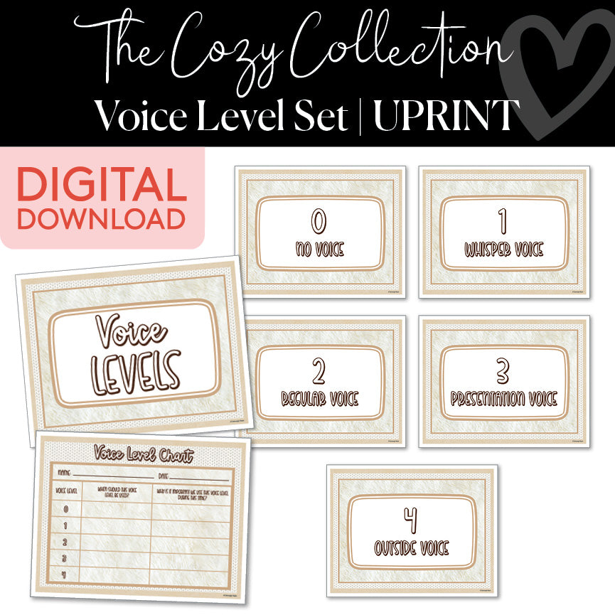 Classroom Voice Level Charts | Cozy | Printable Classroom Decor | Scho ...