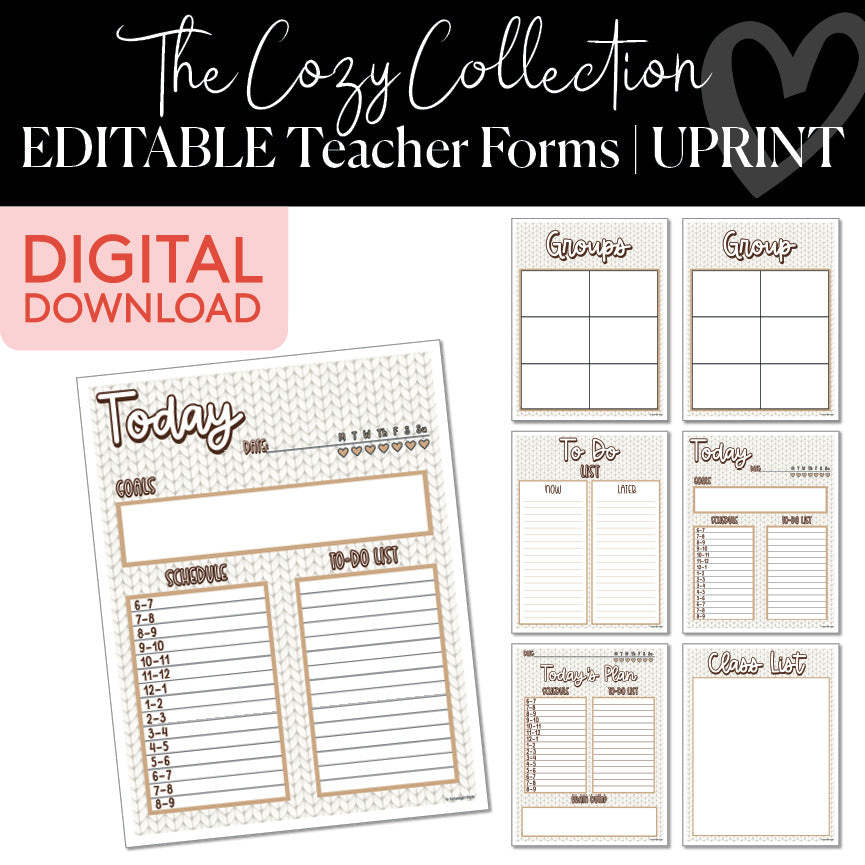 Teacher Forms | Cozy | Printable Classroom Decor | Schoolgirl Style