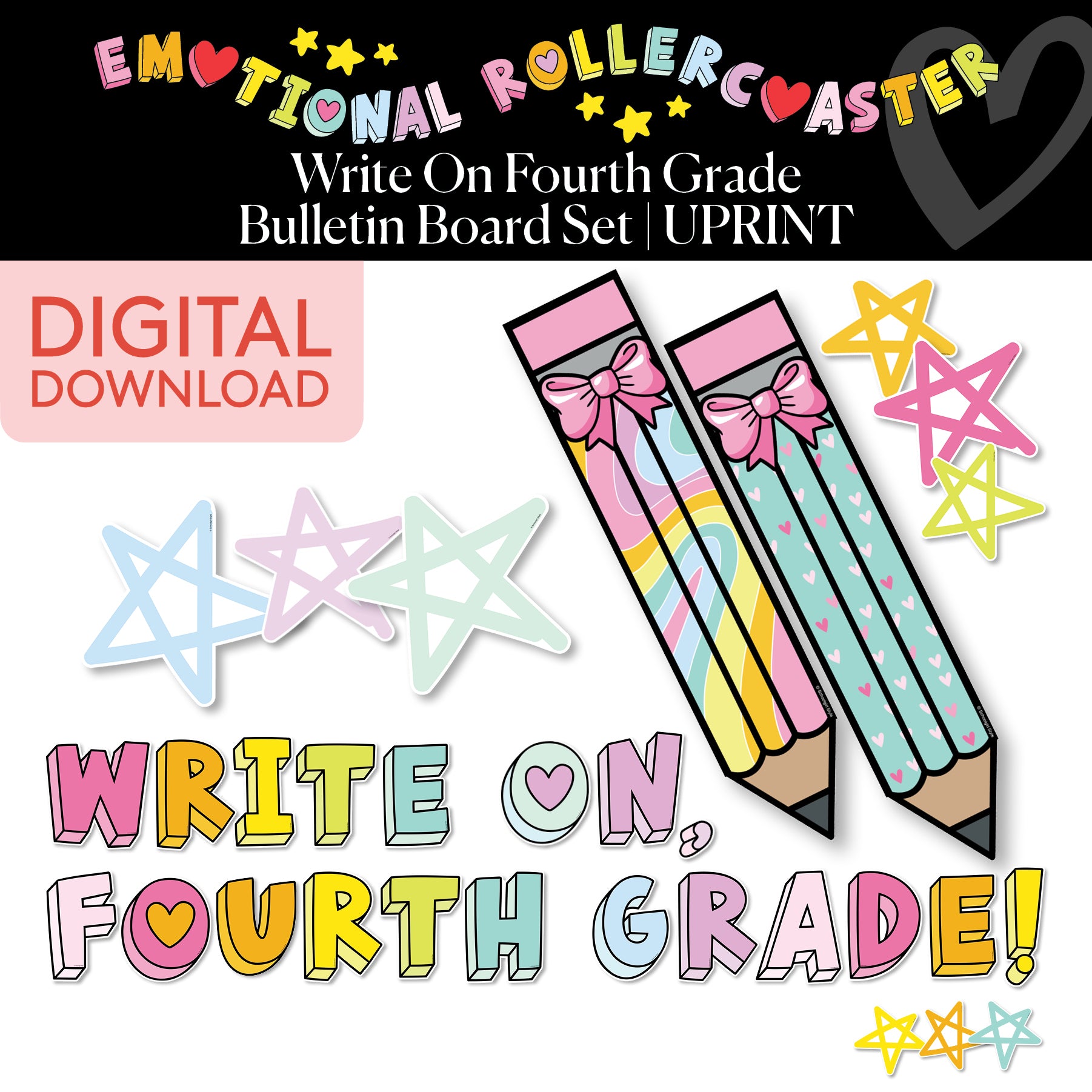 Printable Write On Fourth Grade Classroom Headline | Emotional Rollerc ...