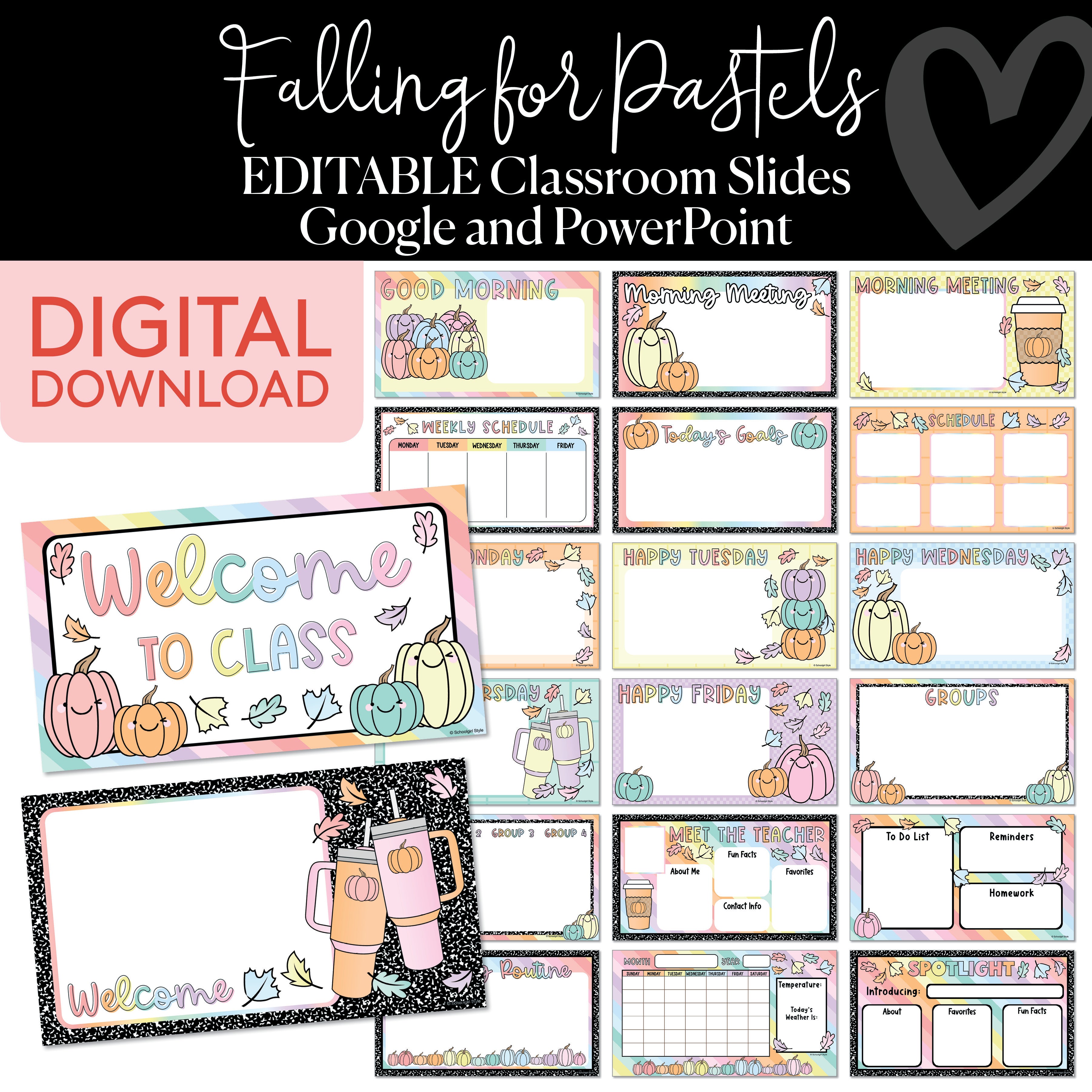Google Classroom Slides | Fall Pastels | Printable Classroom Decor | S ...