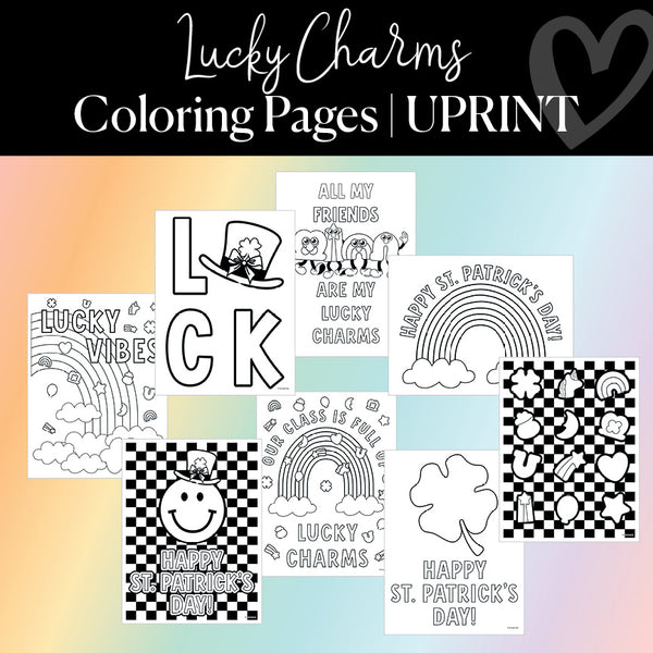 Lucky Charms Coloring Pages FREEBIE | St. Patricks Day Classroom Decor ...