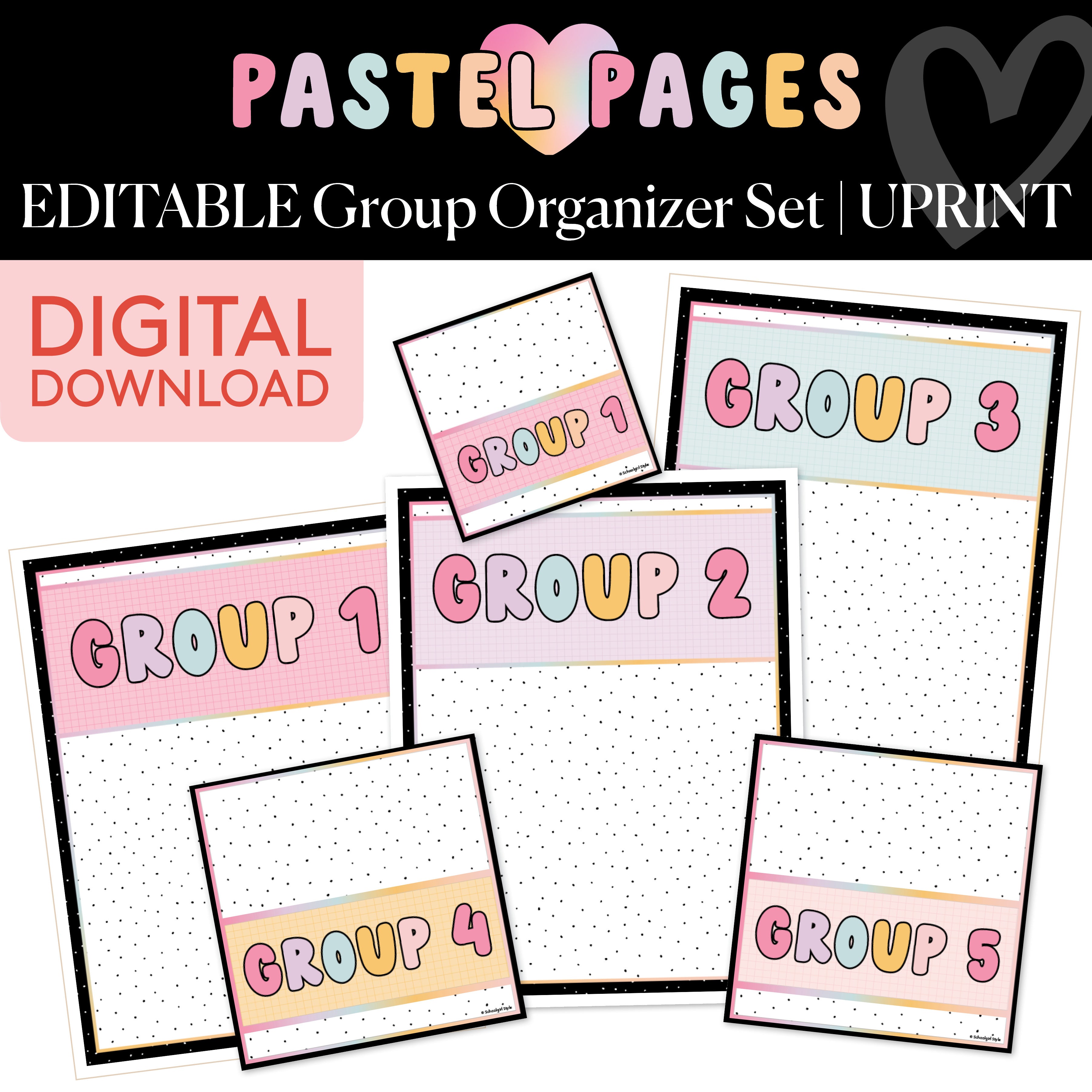 Printable Boho Pastel Editable Group Organizer Set | Pastel Pages ...