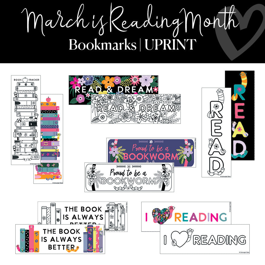 Reading Bookmarks | UPRINT | Reading Month Pop-Up | Schoolgirl Style