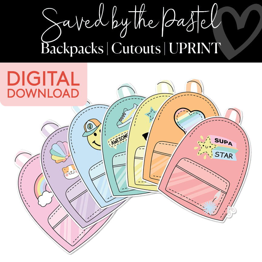 Backpacks | Classroom Cut Outs | Saved By The Pastel | Printable Class ...