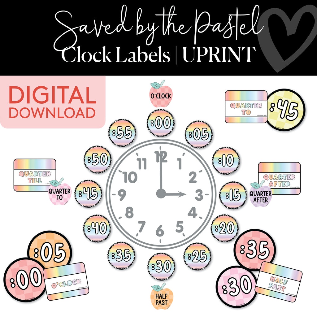 Clock Labels | Saved By The Pastel | Printable Classroom Decor | Schoo ...