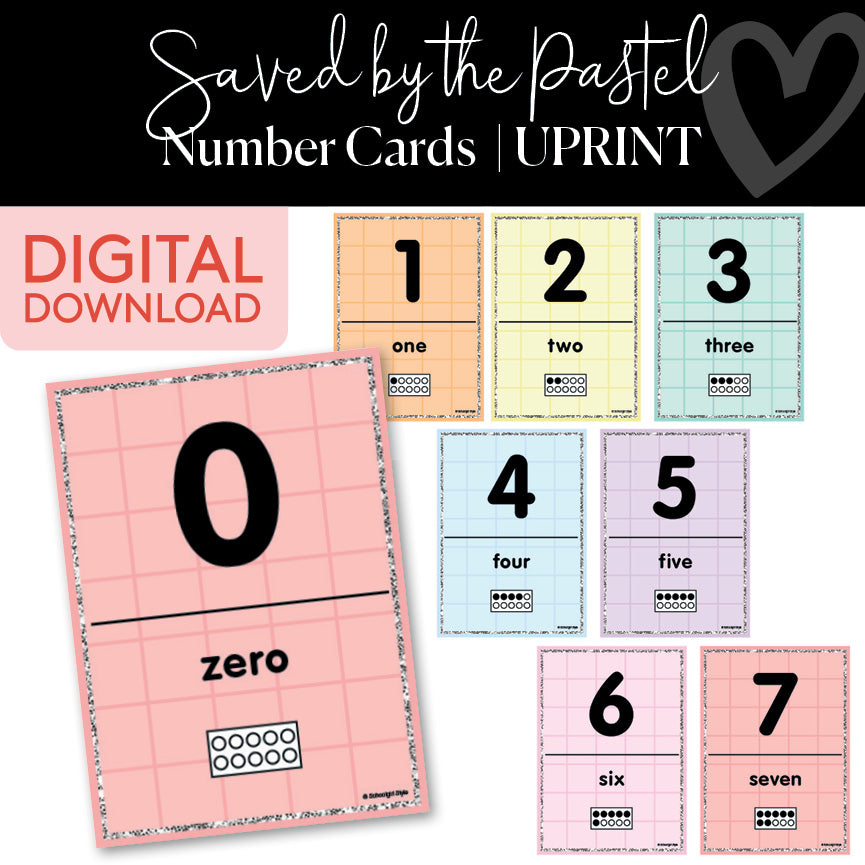 Number Cards | Saved By The Pastel | Printable Classroom Decor | Schoo ...