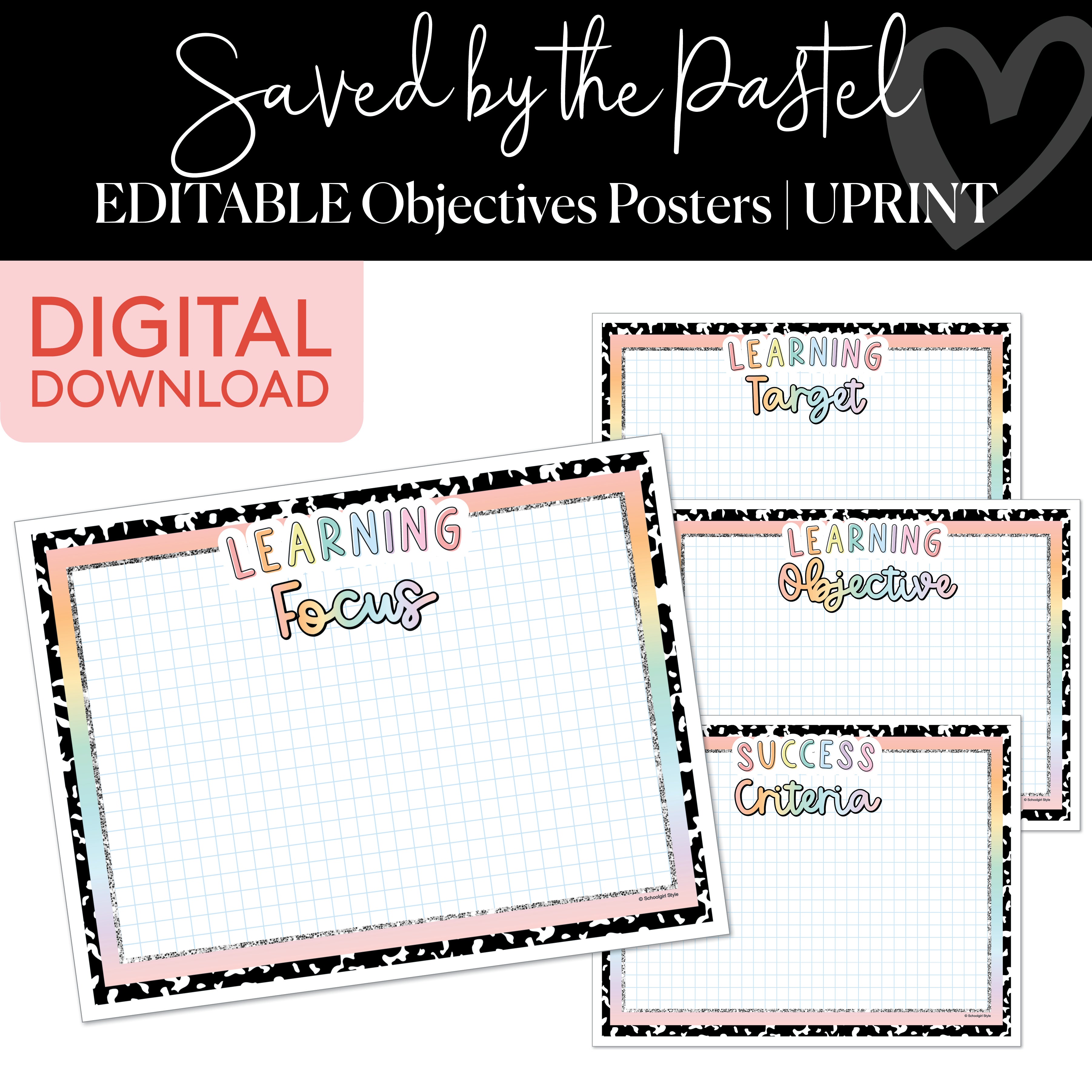 Objective Posters | Saved By The Pastel | Printable Classroom Decor ...