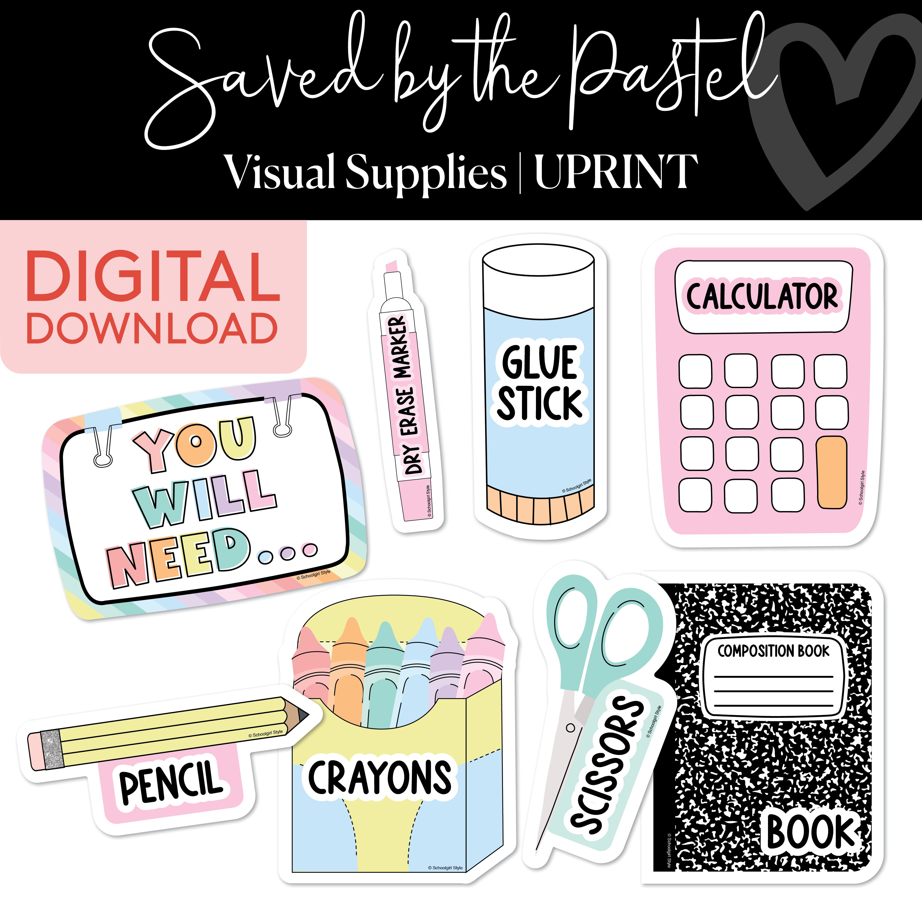 Visual Supplies Classroom Labels | Saved By The Pastel | Printable Cla ...