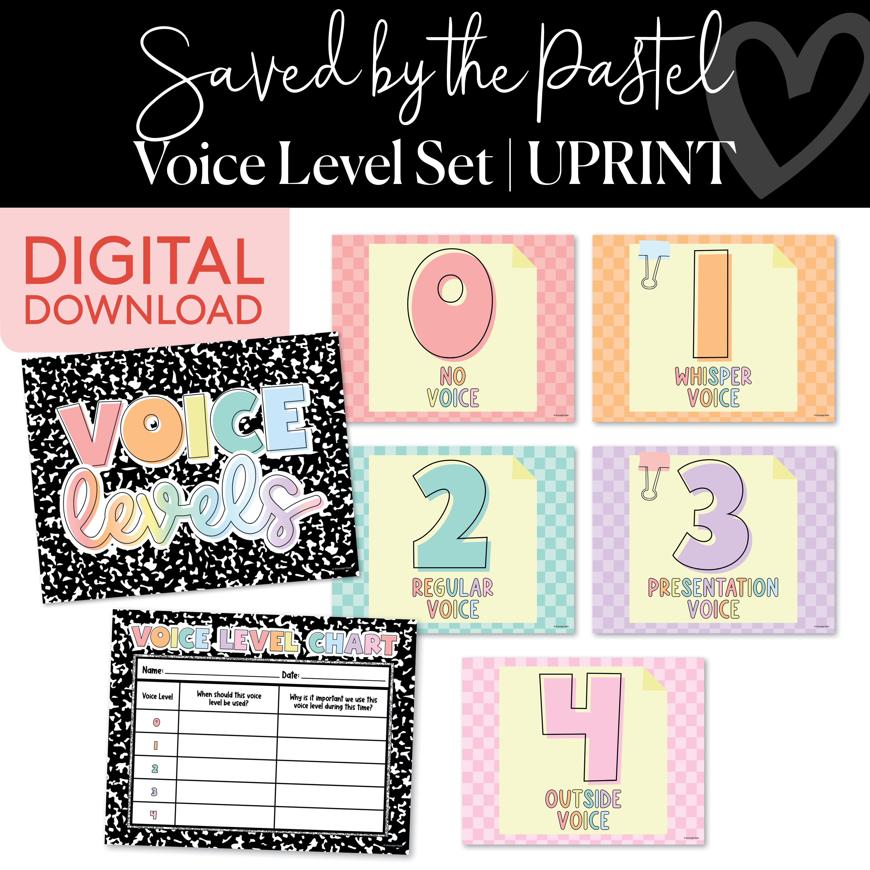 Classroom Voice Level Charts | Saved By The Pastel | Printable Classro ...