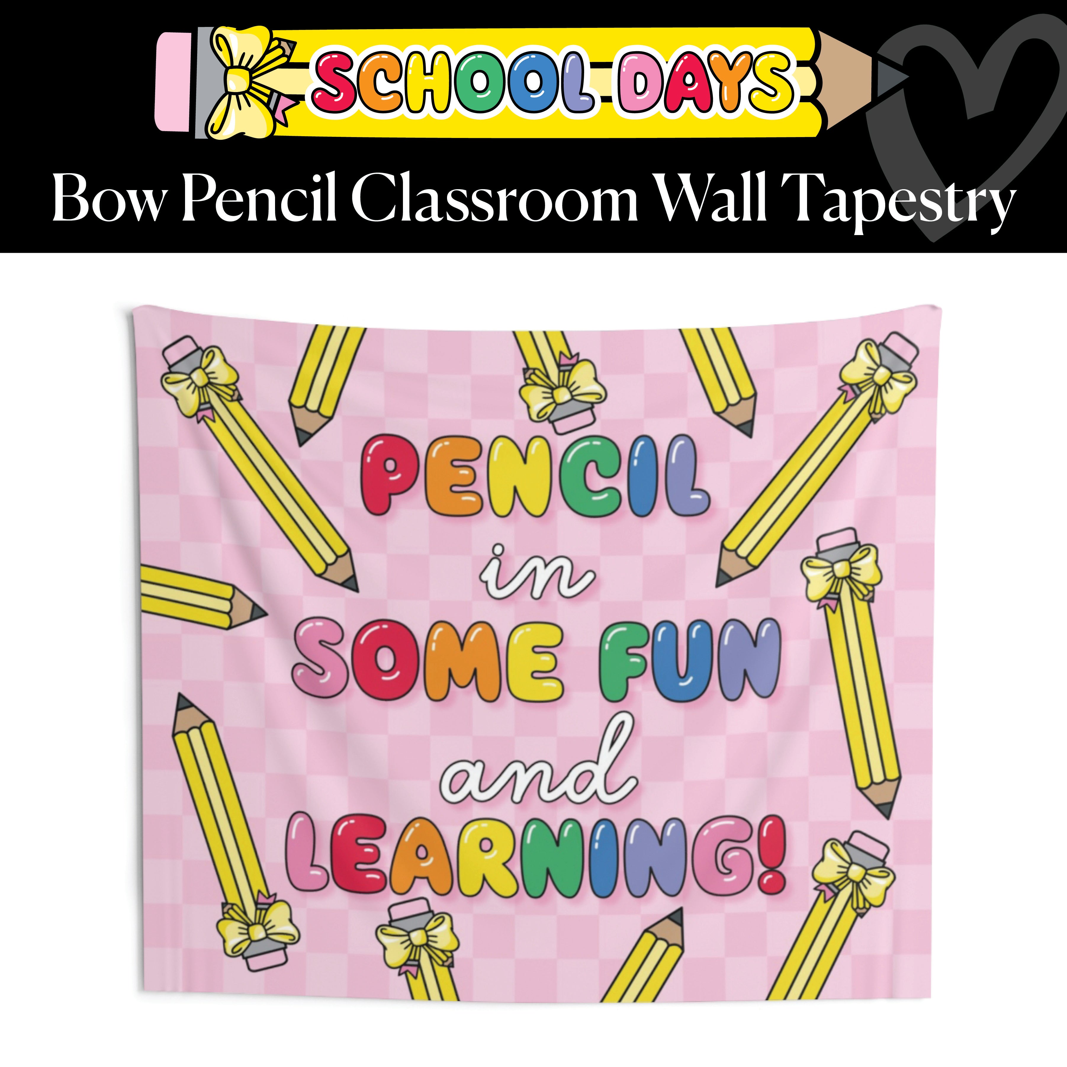 Bow Pencil Classroom Wall Tapestry | School Days – Schoolgirl Style