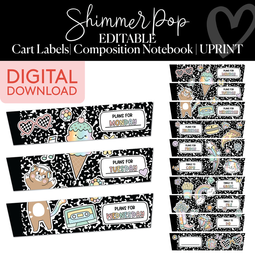Classroom Cart Labels | Shimmer Pop | Printable Classroom Decor | Scho ...