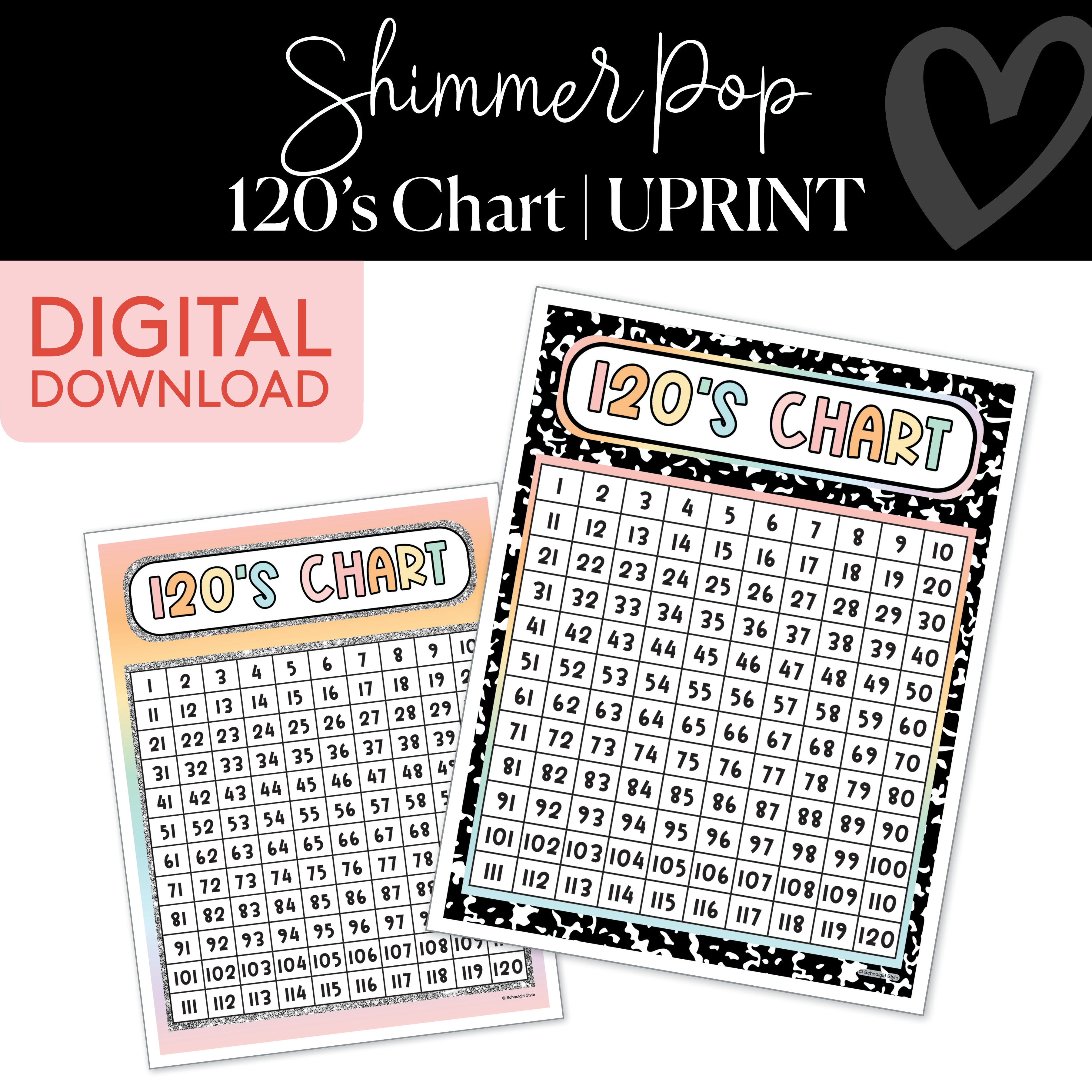 120s Chart | Shimmer Pop | Printable Classroom Decor | Schoolgirl Styl ...