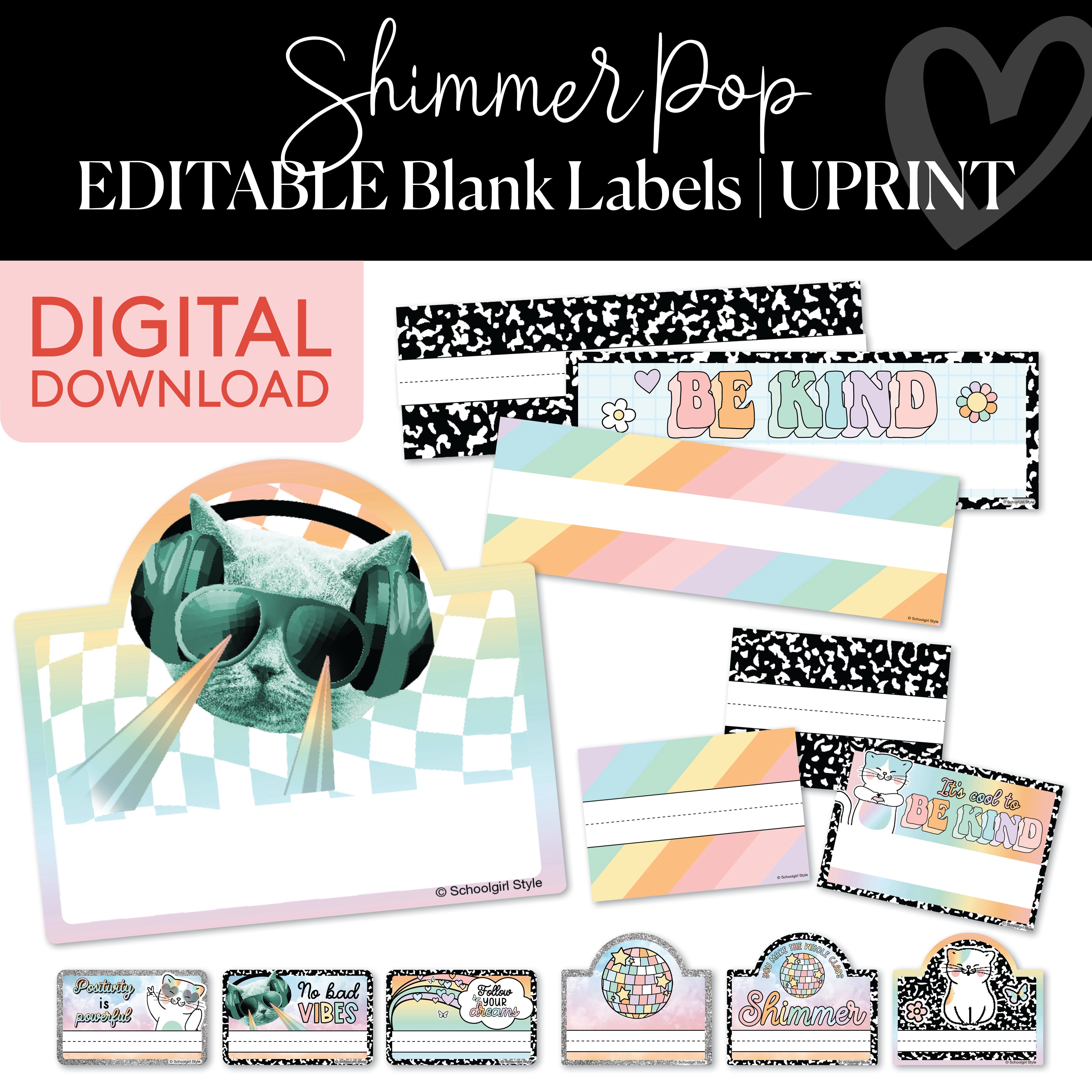 Classroom Labels | Shimmer Pop | Printable Classroom Decor | Schoolgir ...