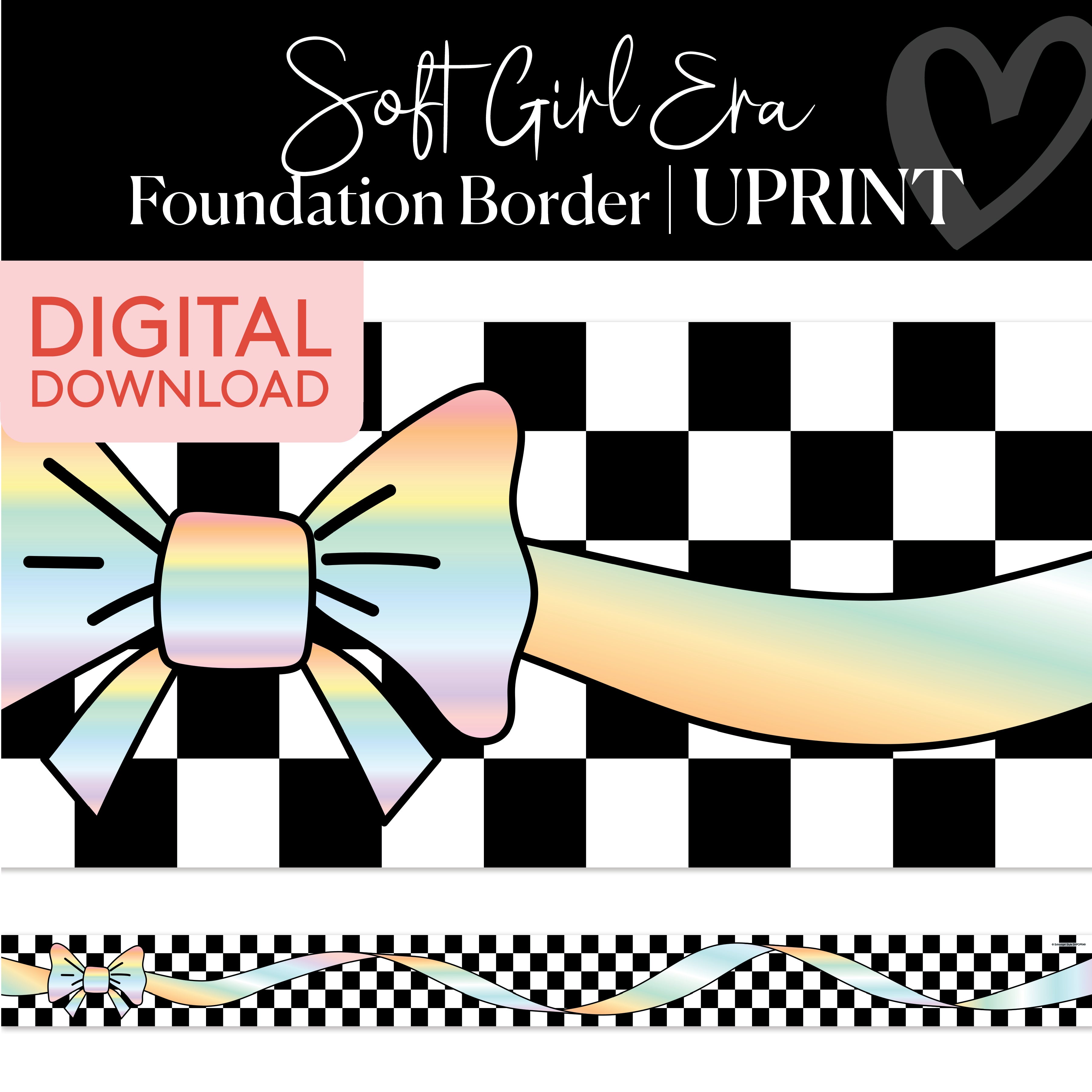 Printable Bow Checkerboard Classroom Border – Schoolgirl Style