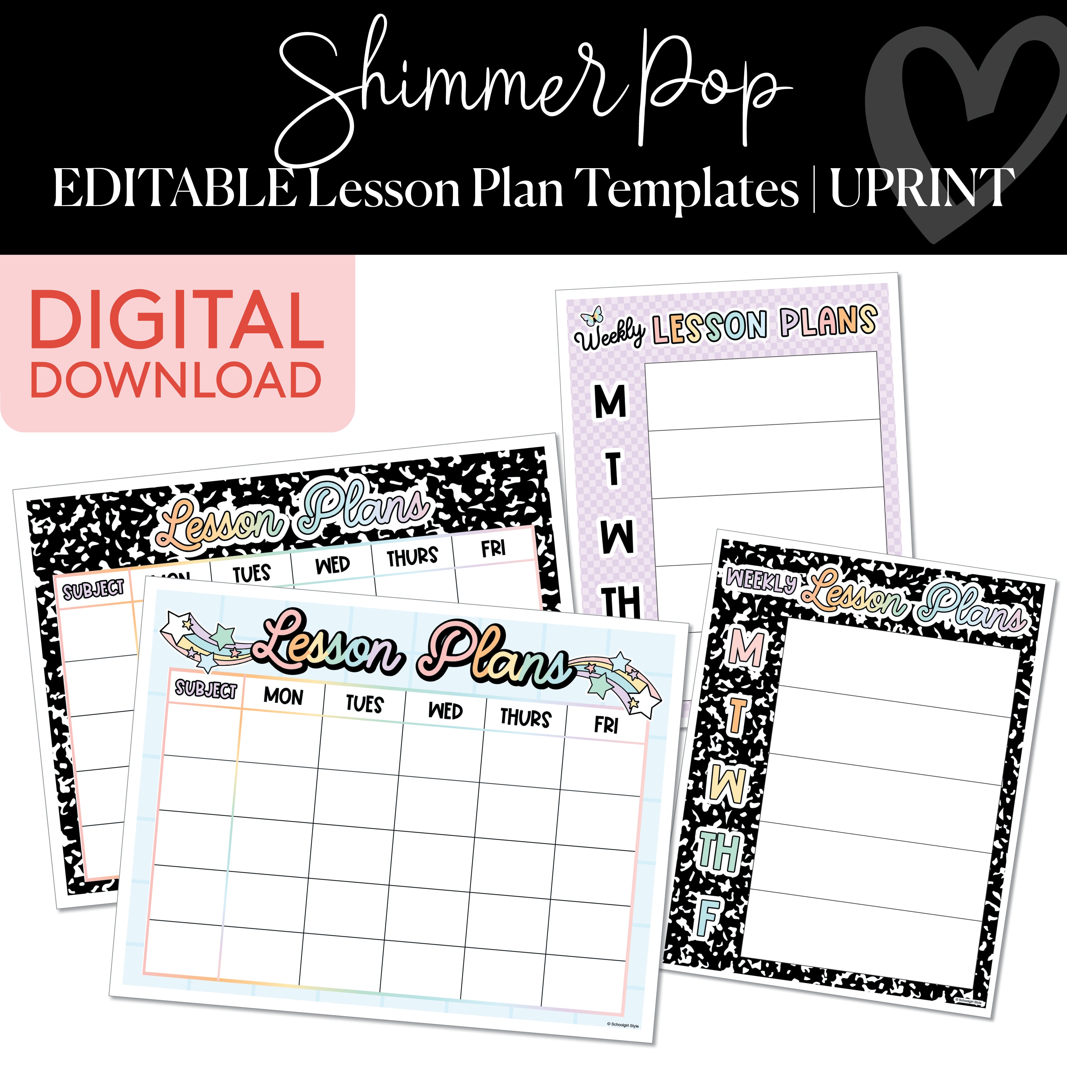 Lesson Plan Templates | Shimmer Pop | Printable Classroom Decor | Scho ...