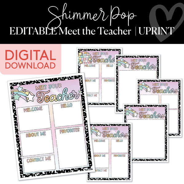Meet Your Teacher Flyer | Shimmer Pop | Printable Classroom Decor | Sc ...