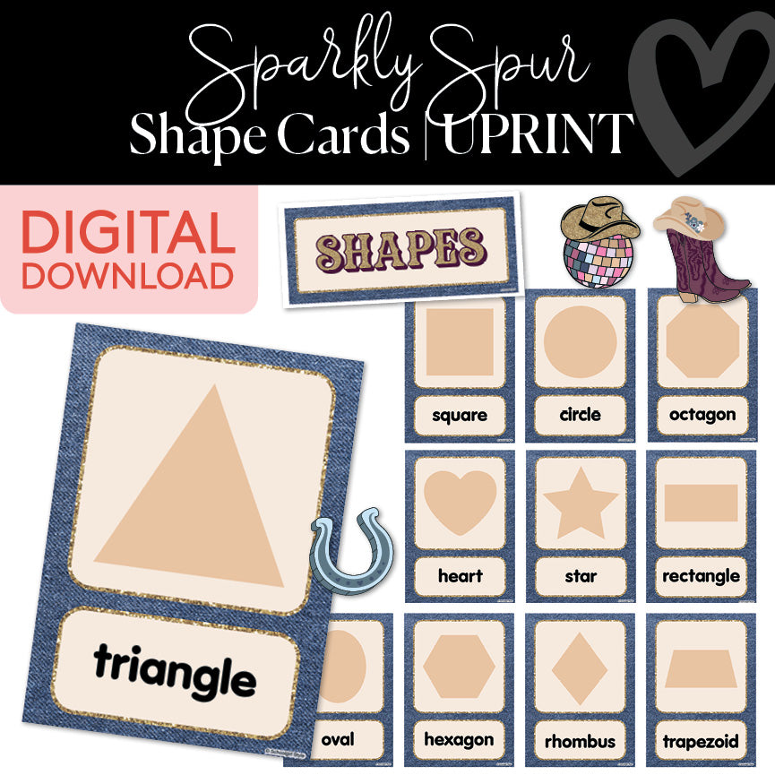 Shape Cards | Sparkly Spur | Printable Classroom Decor | Schoolgirl St ...