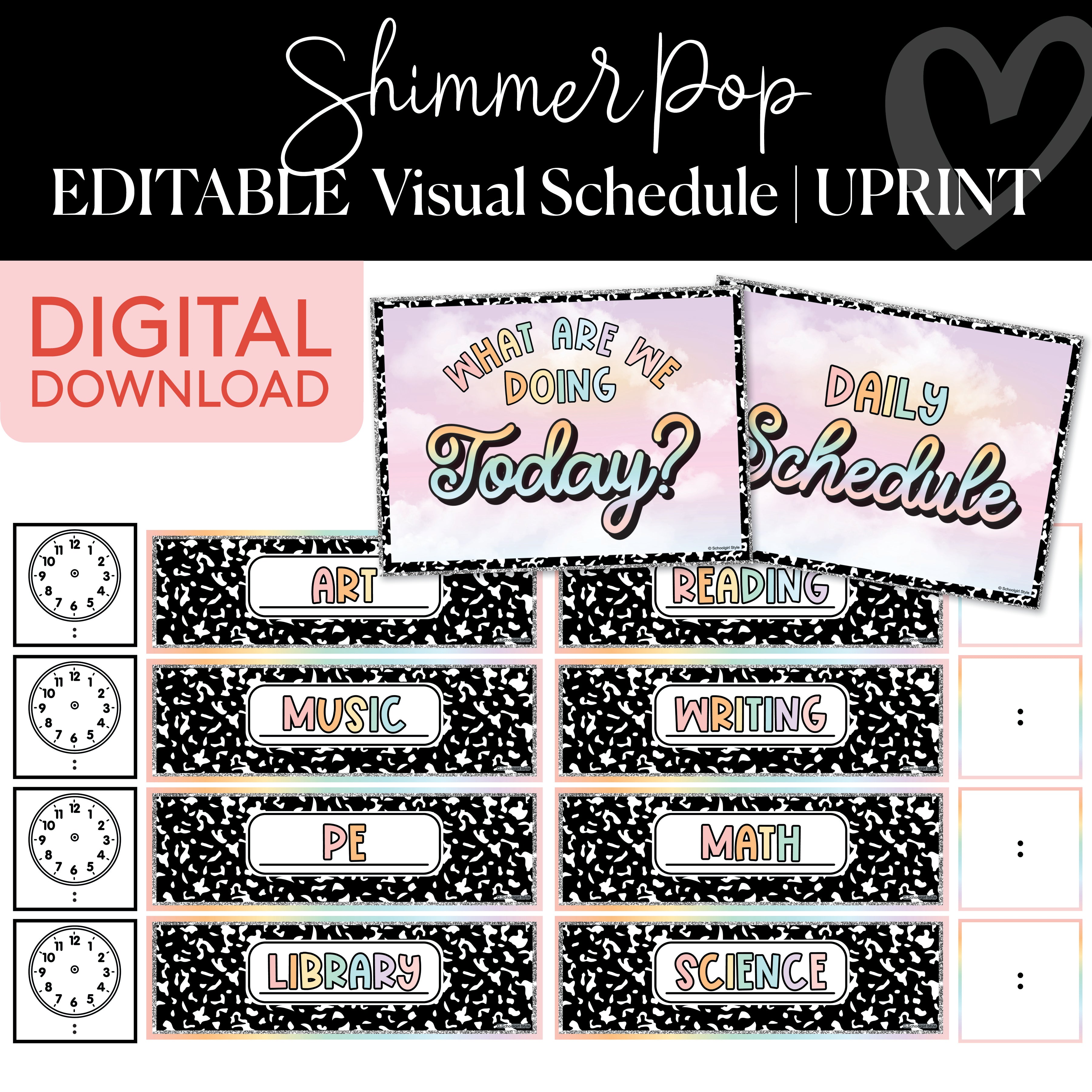 Classroom Daily Schedule | Shimmer Pop | Printable Classroom Decor | S ...