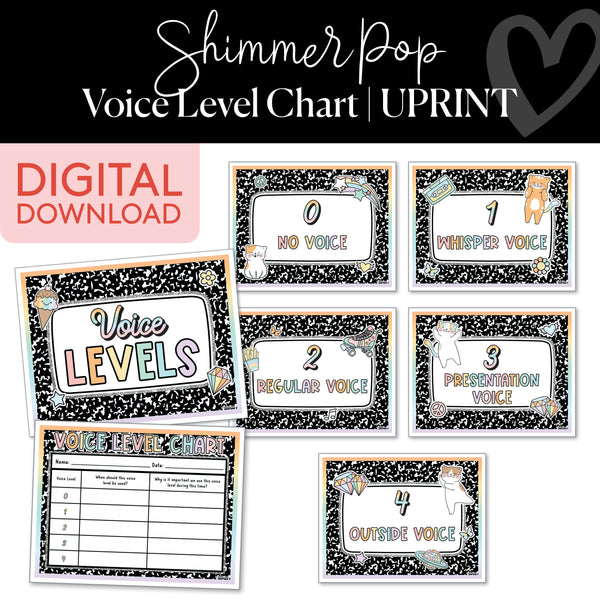 Classroom Voice Level Charts | Shimmer Pop | Printable Classroom Decor ...
