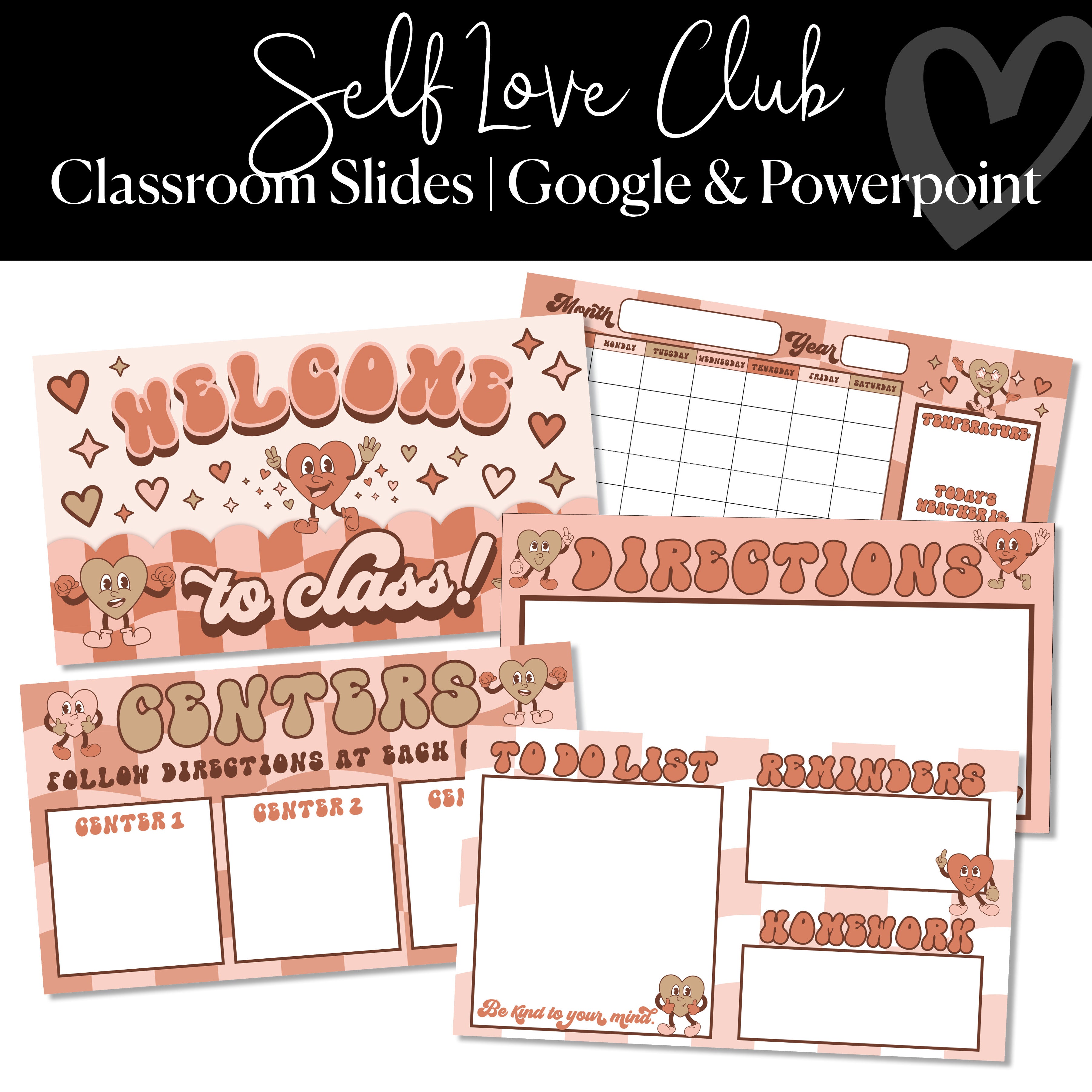 Google Classroom Slides | Self Love Club | Printable Classroom Decor ...