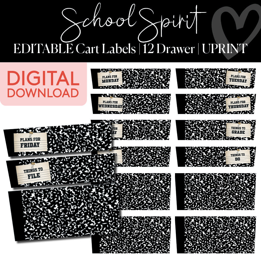 Classroom Cart Labels | School Spirit | Printable Classroom Decor | Sc ...