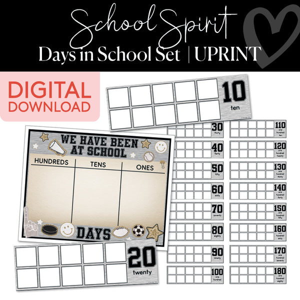 Days in School Chart | School Spirit | Printable Classroom Decor | Sch ...