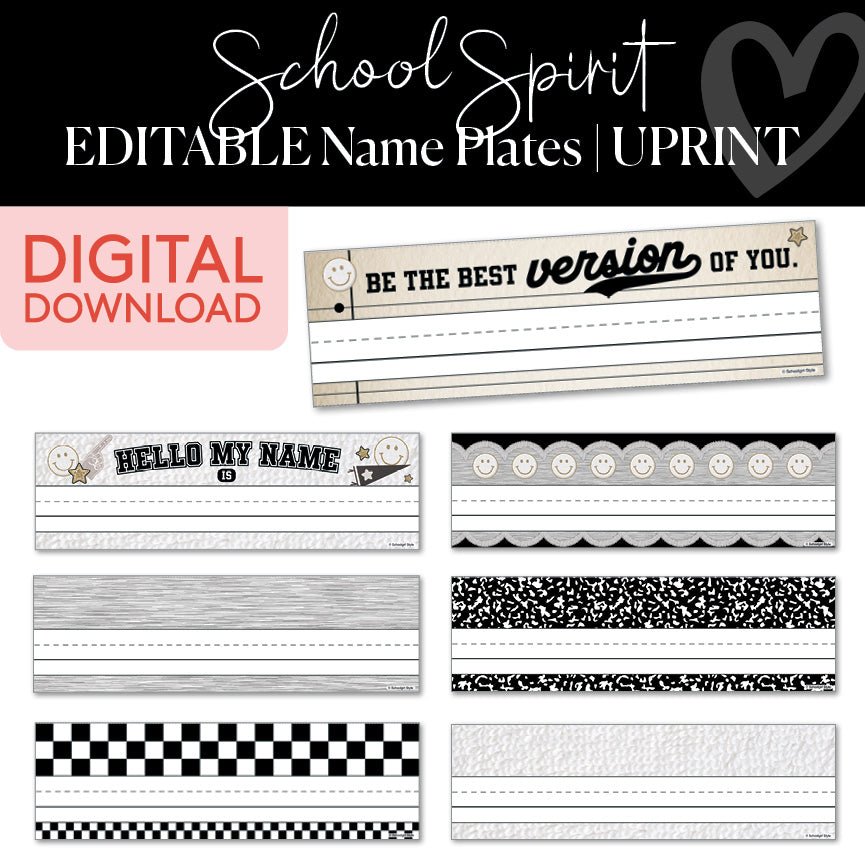 Classroom Name Plates | School Spirit | Printable Classroom Decor | Sc ...