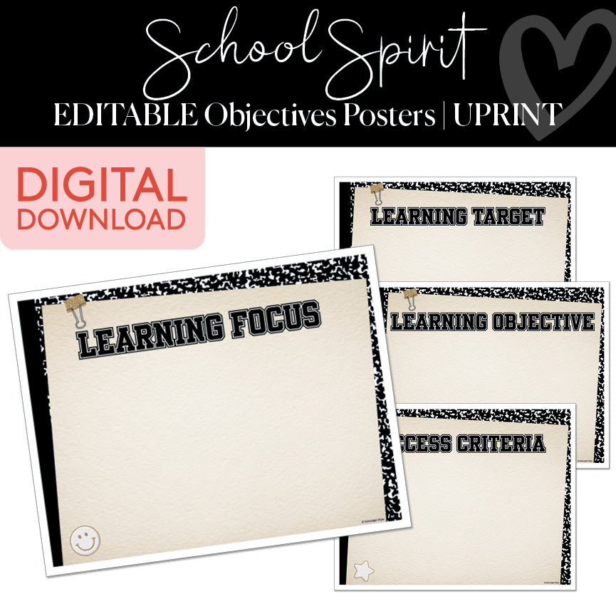 Objective Posters | School Spirit | Printable Classroom Decor | School ...