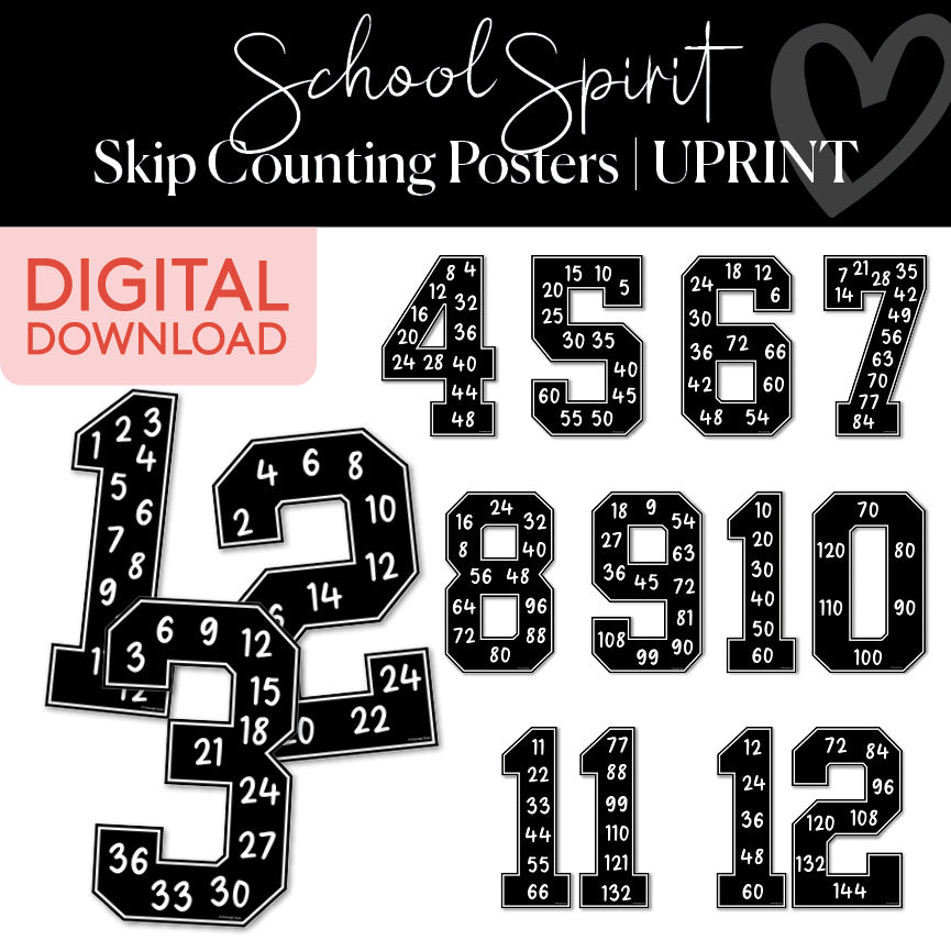 Skip Counting Posters | School Spirit | Printable Classroom Decor | Sc ...