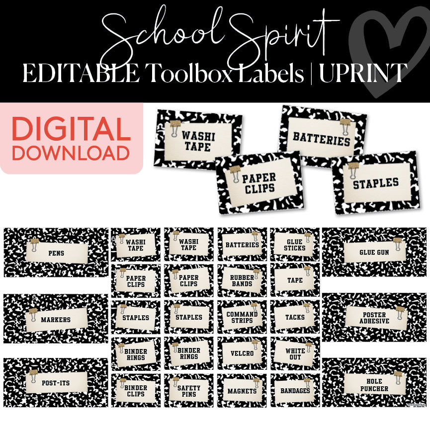 Tool Box Labels | School Spirit | Printable Classroom Decor | Schoolgi ...