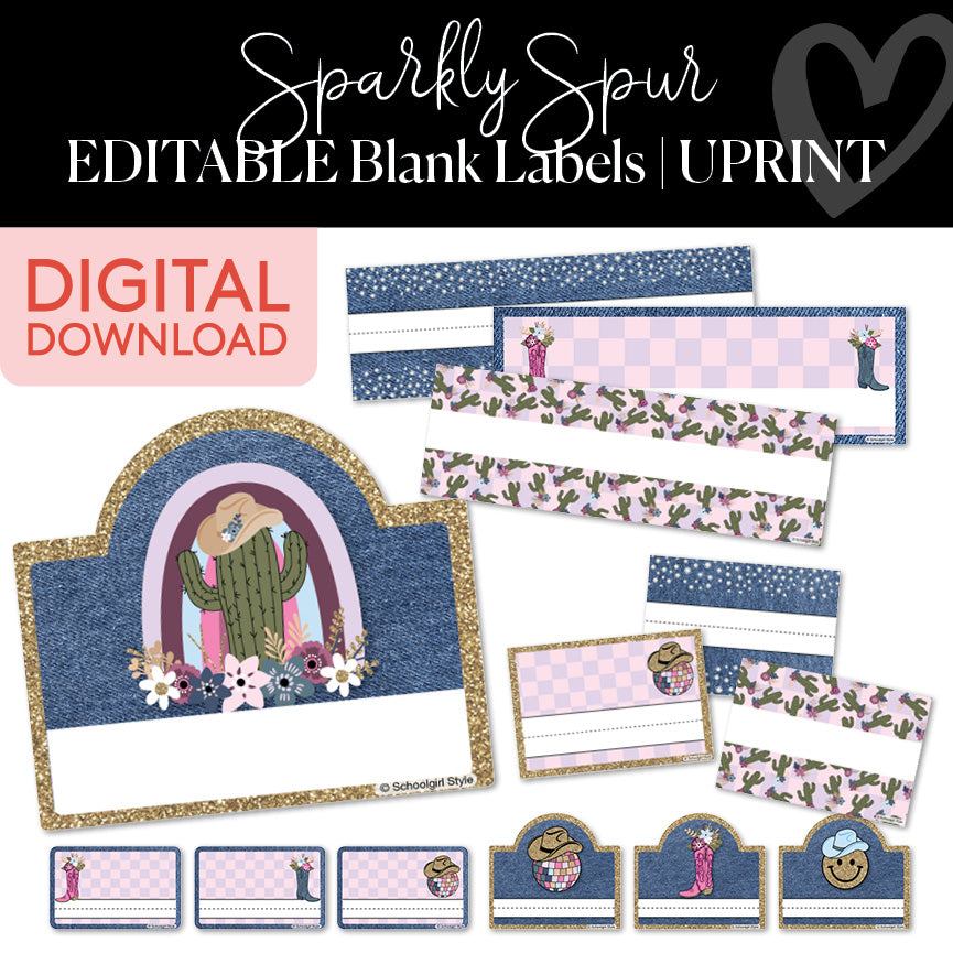 Classroom Labels | Sparkly Spur | Printable Classroom Decor | Schoolgi ...