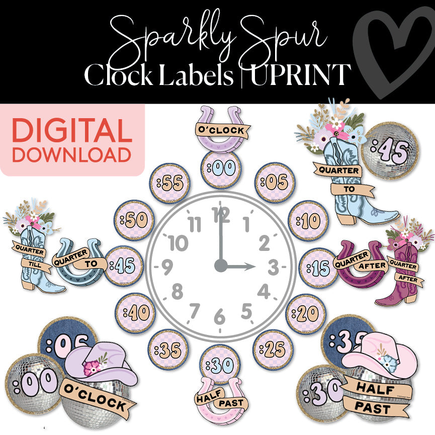 Clock Labels | Sparkly Spur | Printable Classroom Decor | Schoolgirl S ...