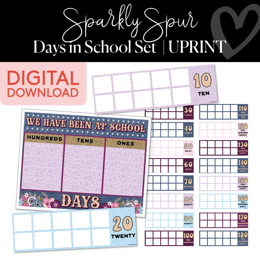 Days In School Chart | Sparkly Spur | Printable Classroom Decor | Scho ...