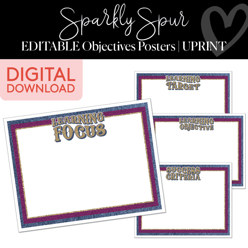 Objective Posters | Sparkly Spur | Printable Classroom Decor | Schoolg ...