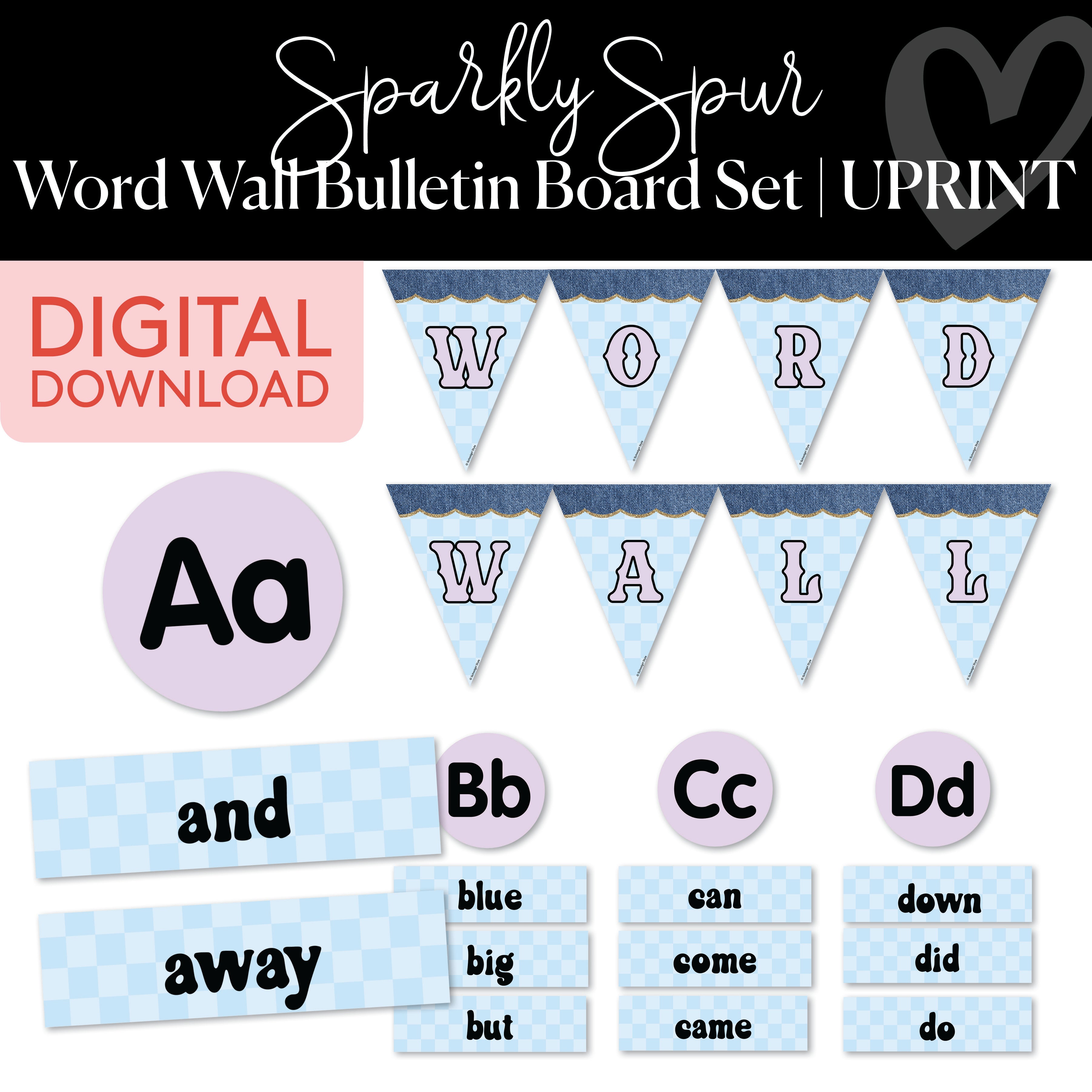 Word Wall | Sparkly Spur | Printable Classroom Decor | Schoolgirl Styl ...
